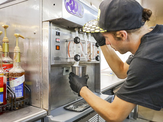 Behind every great milkshake is a dedicated shake master. This ice cream machine has probably brought more joy to Arnold than any other appliance in town.