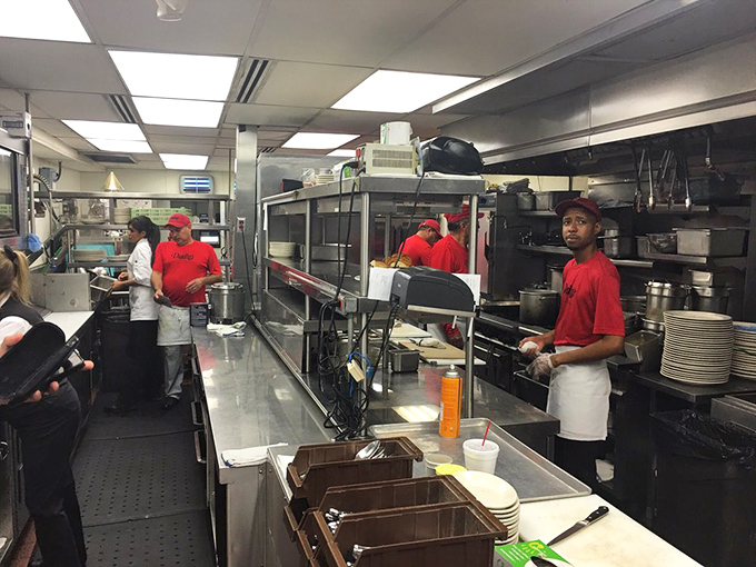 The kitchen entrance&mdash;where regulars know to enter&mdash;offers a behind-the-scenes glimpse at the organized chaos that produces perfection.