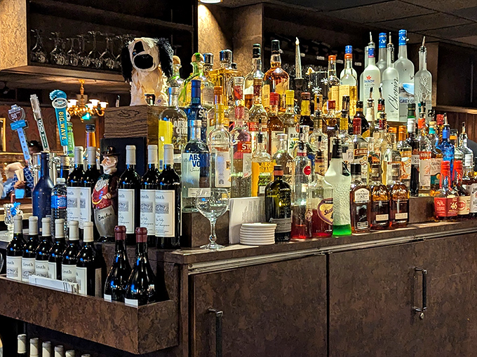 This isn't just a bar display&mdash;it's a liquid library where each bottle tells a story that gets better after you've heard a few.