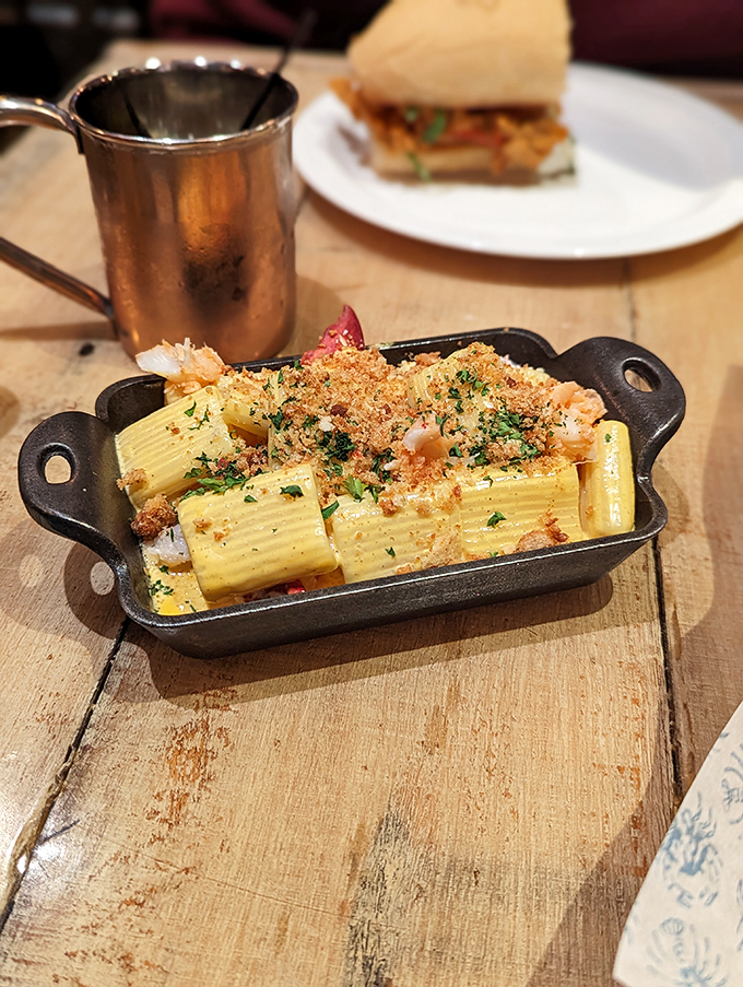 The outdoor patio offers a front-row seat to Benton Park's charm, perfect for people-watching between bites of lobster perfection.