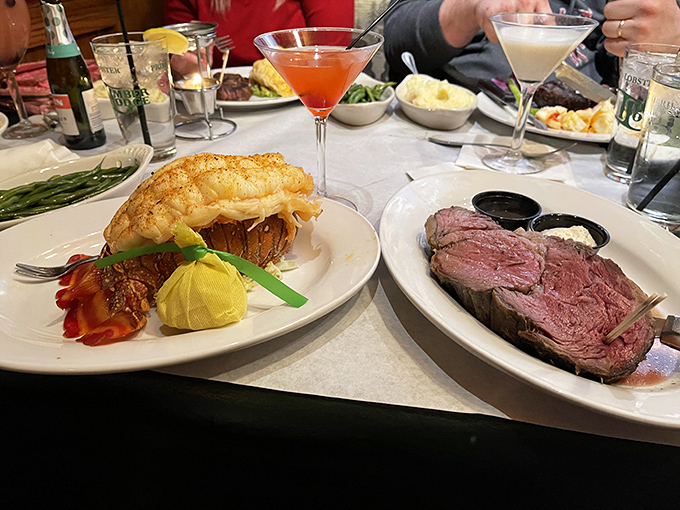 The "I couldn't decide" order that turns neighboring tables into a parade of food envy. Prime rib and lobster&mdash;why choose?