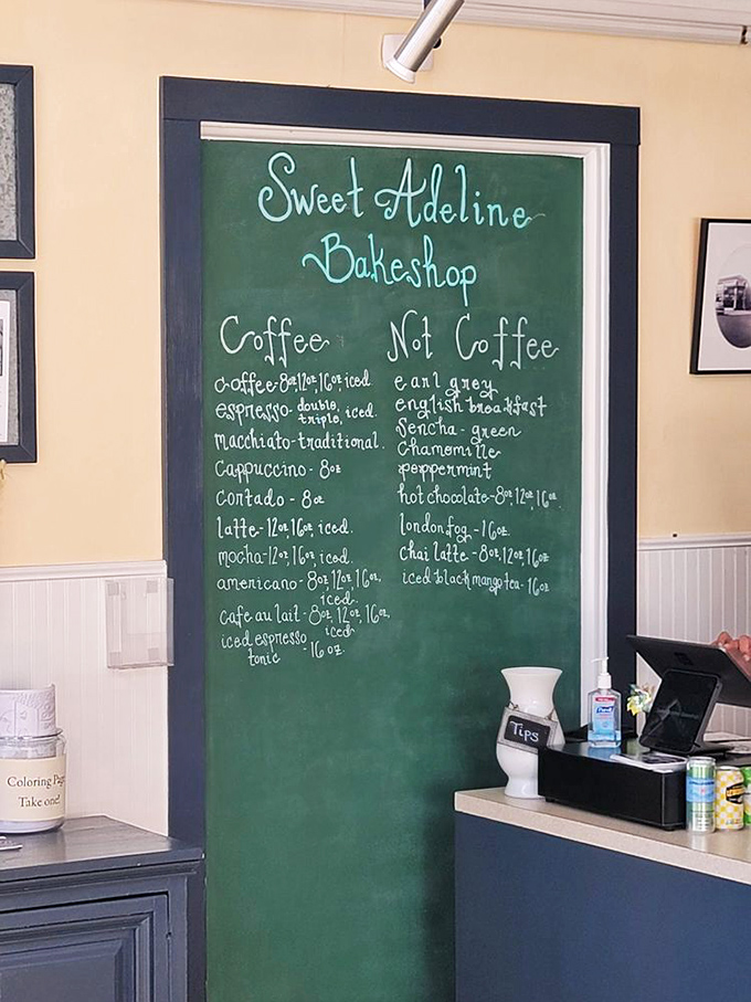 The chalkboard menu divides the world into two simple categories: "Coffee" and "Not Coffee." Sometimes life's most important decisions are the simplest.