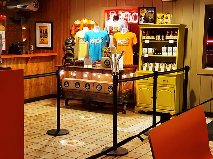 The merch corner where barbecue fans become barbecue evangelists. That t-shirt is basically a souvenir that says, "I came, I saw, I devoured."