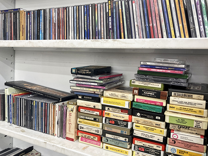 Musical memories line these shelves&mdash;from cassettes to CDs, each plastic case contains someone's former soundtrack, ready for rediscovery.
