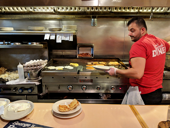 Behind every great diner is a grill master who treats eggs with the respect they deserve. The red shirt says "diner" but the skill says "chef."