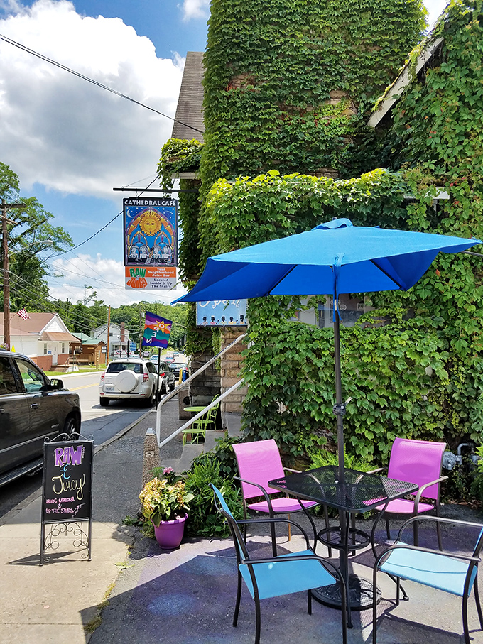 Summer in Fayetteville means sidewalk seating beneath a canopy of ivy, where fresh air seasons every bite.