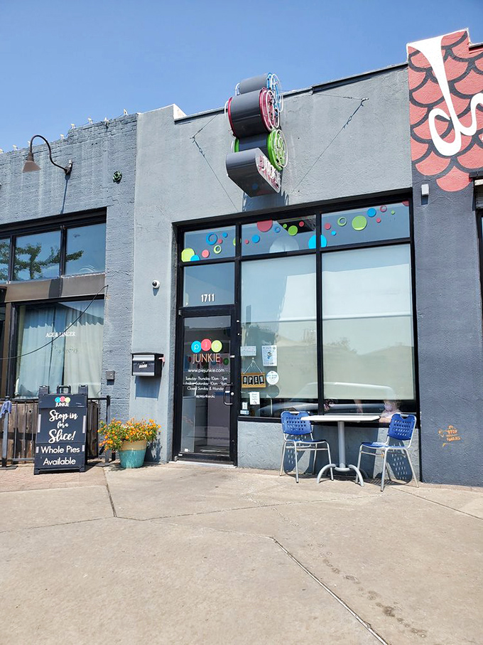 The outdoor seating lets you enjoy your pie in the fresh air, though good luck making it that far without diving in.