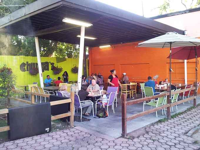 The outdoor patio—where enchiladas meet fresh air and conversation flows as freely as the salsa. Utah sunshine and Mexican flavors create perfect harmony.