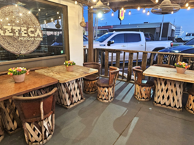 The outdoor patio with its distinctive woven equipale furniture invites you to linger over one more margarita as the evening unfolds.