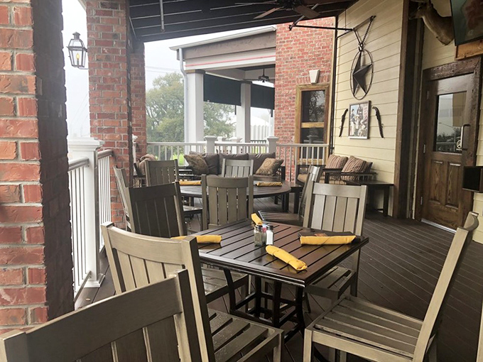 Outdoor dining with that coastal breeze—because sometimes your steak tastes even better with a side of fresh Mississippi air.