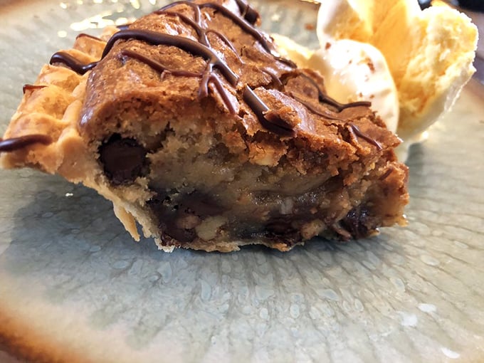 This slice of pecan chocolate chip pie doesn't just satisfy a craving&mdash;it creates a new standard for what dessert should be.