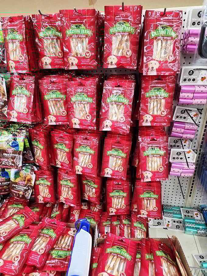 The pet section – where Fido gets gourmet treats that look better than what most humans had for lunch today.