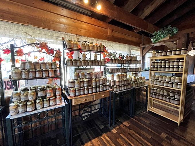 A treasure trove of homemade preserves and jams lines the shelves&mdash;edible souvenirs that let you take a taste of Heaven home.