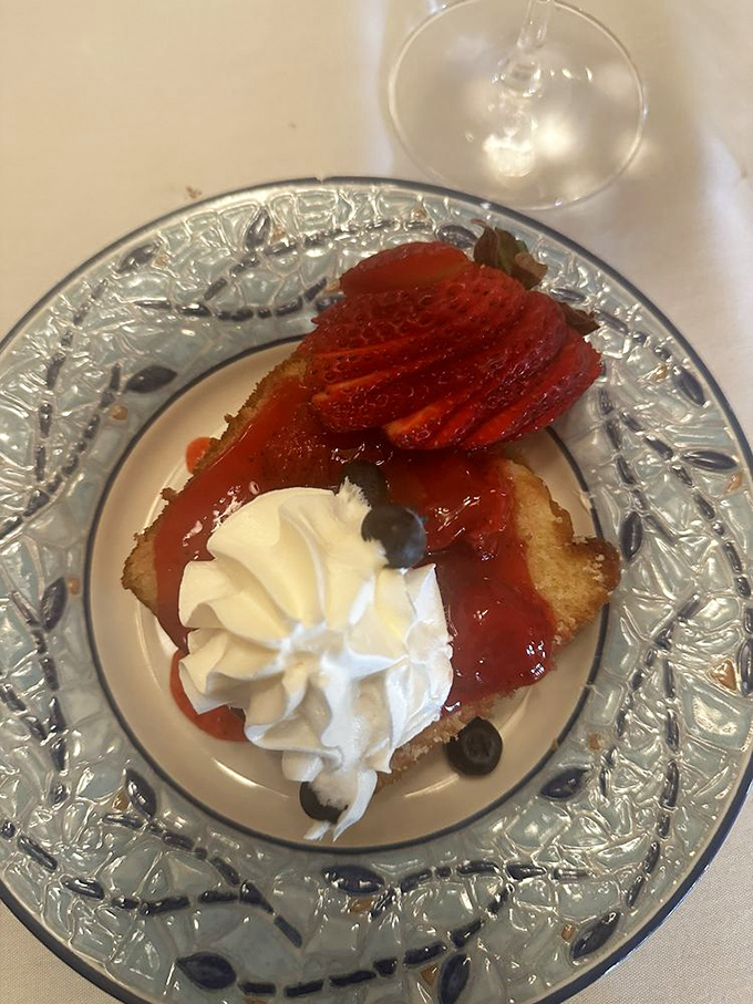 Pound cake elevated to art form, with fresh berries and cream that make you wonder why anyone bothers with trendy desserts. Classic for a reason.