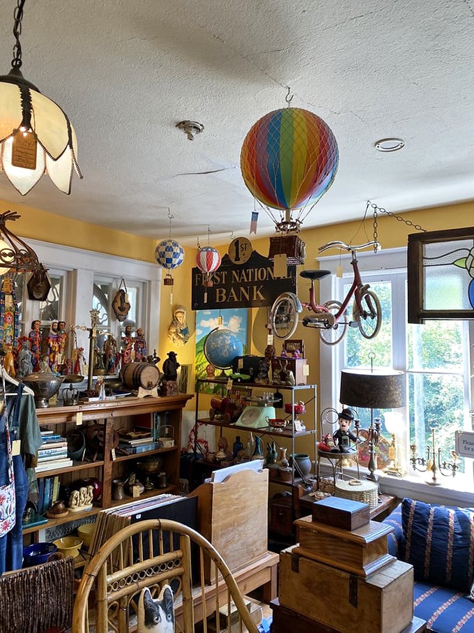 Those rainbow balloons aren't just decorations&mdash;they're joy suspended from the ceiling, hovering above a treasure hunter's paradise of vintage oddities.