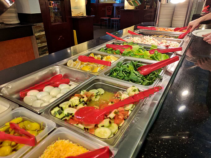 The salad bar – where good intentions begin before surrendering to the siren call of everything else.