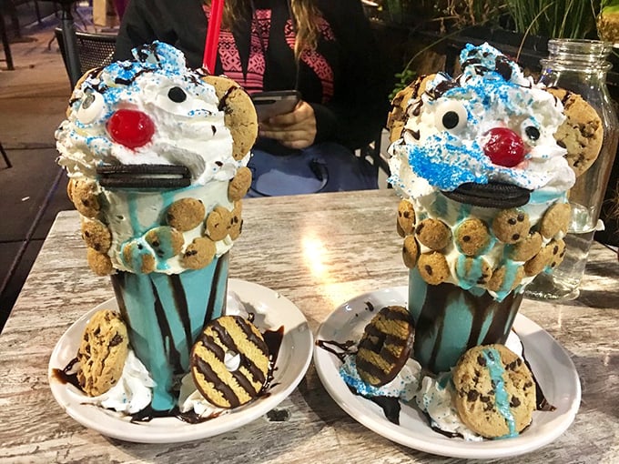 Cookie monsters rejoice—these blue-tinged shakes topped with eyes and Oreos prove dessert can indeed be whimsical artwork.