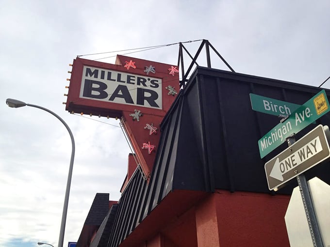 That red triangular sign has guided hungry pilgrims through Michigan winters and summers for generations of burger enthusiasts.