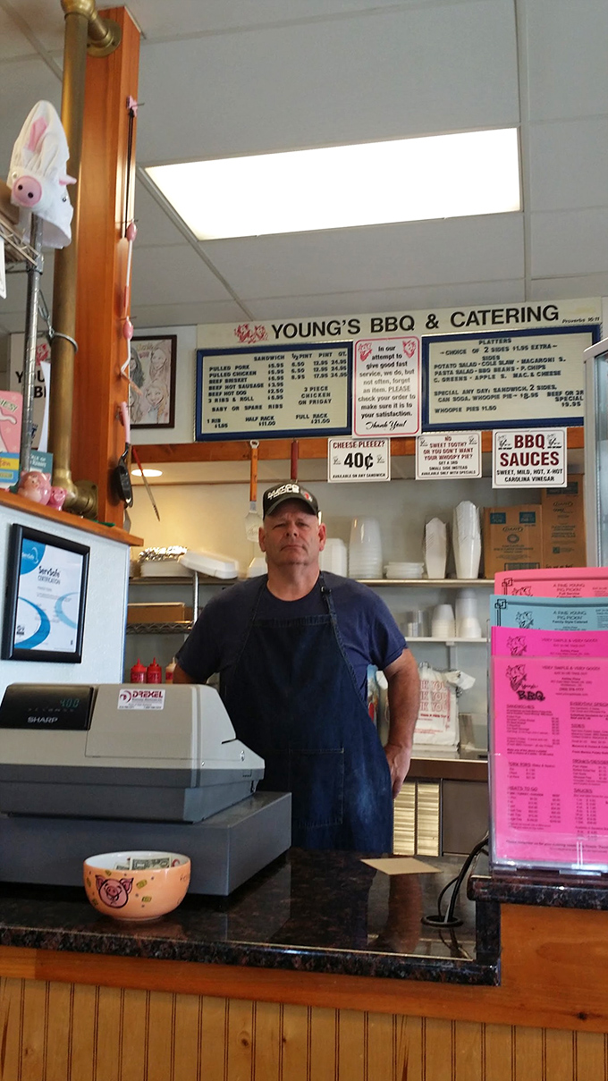Behind every great barbecue joint is someone who understands the sacred relationship between time, smoke, and meat. The pitmaster's stance says it all.