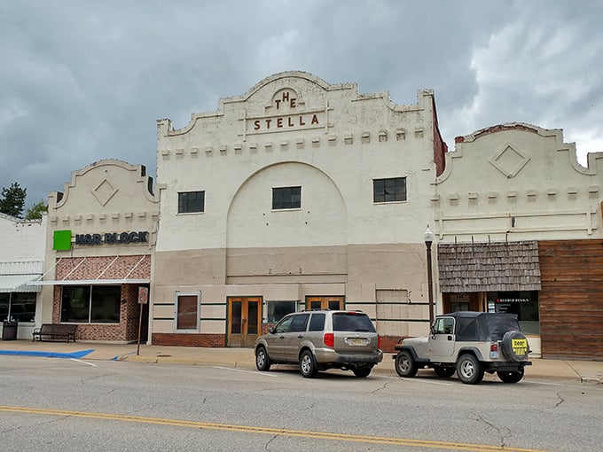 The Stella Theater's facade speaks to an era when movies were events and popcorn didn't require a second mortgage.