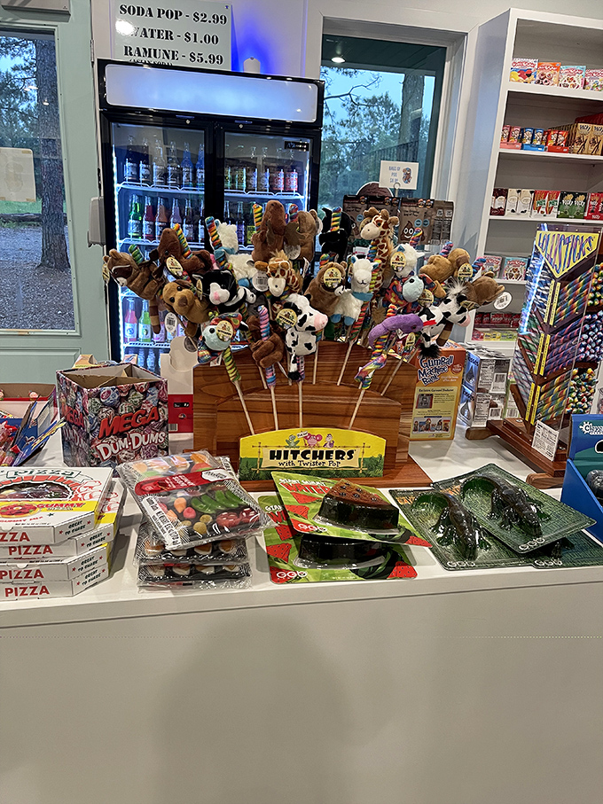 Beyond candy, quirky novelties and nostalgic toys that remind parents why they brought their children here: to justify buying things for themselves.