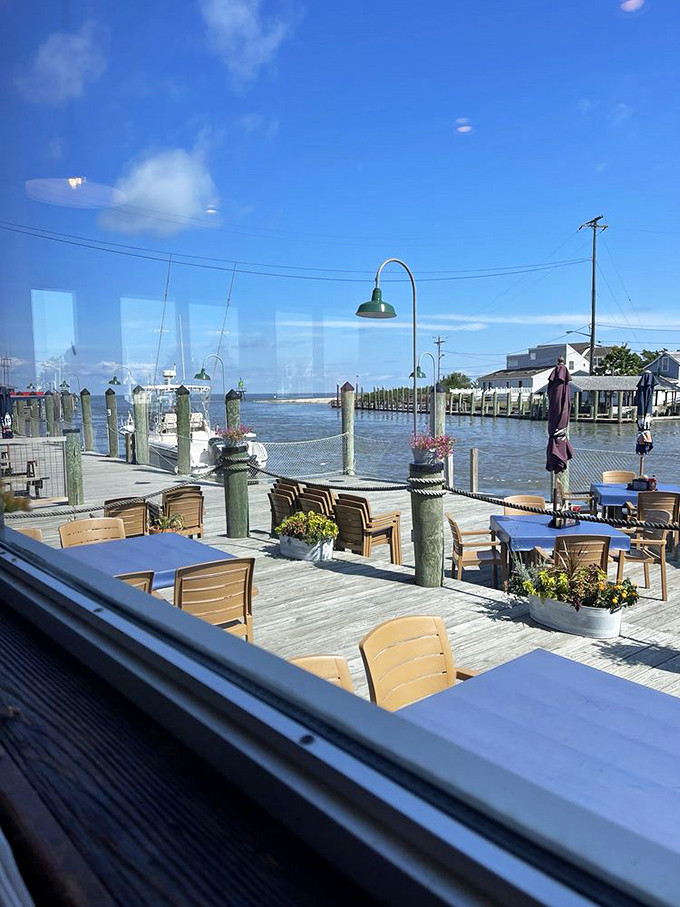 The view that makes waiting for your food a pleasure rather than a pain. Water, boats, and endless blue sky&mdash;nature's appetizer.