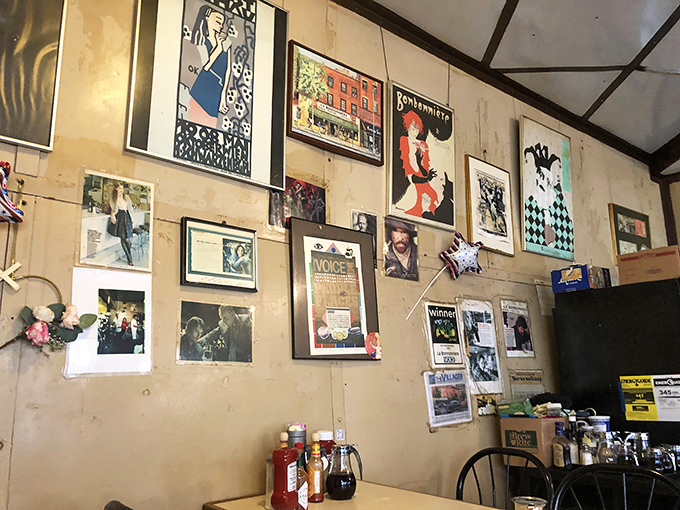 Wall art collected over decades&mdash;not by a decorator with a "diner aesthetic" Pinterest board, but through real moments that mattered to real people.