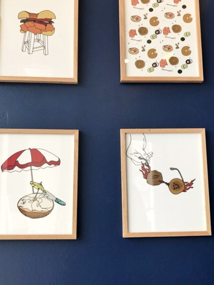 Whimsical bagel art adorns the walls&mdash;because when you make food this good, it deserves its own gallery exhibition.