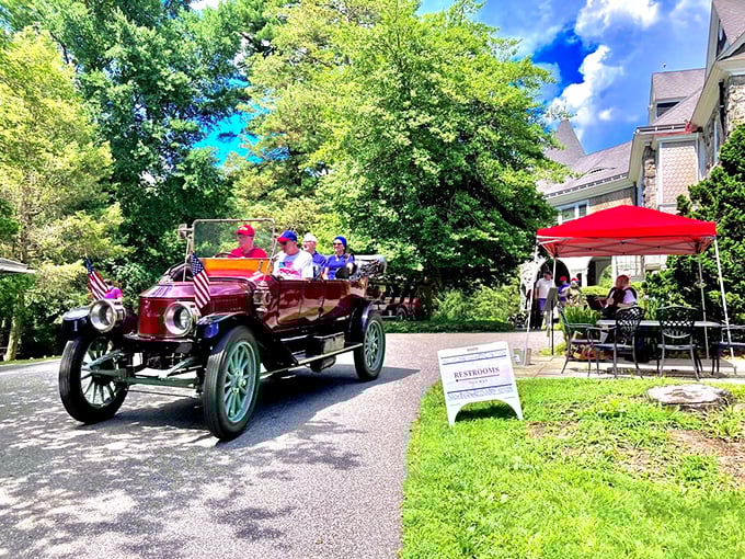 Not just for looking—this magnificent vintage automobile actually runs! On special event days, you might catch these mechanical marvels in their natural habitat.