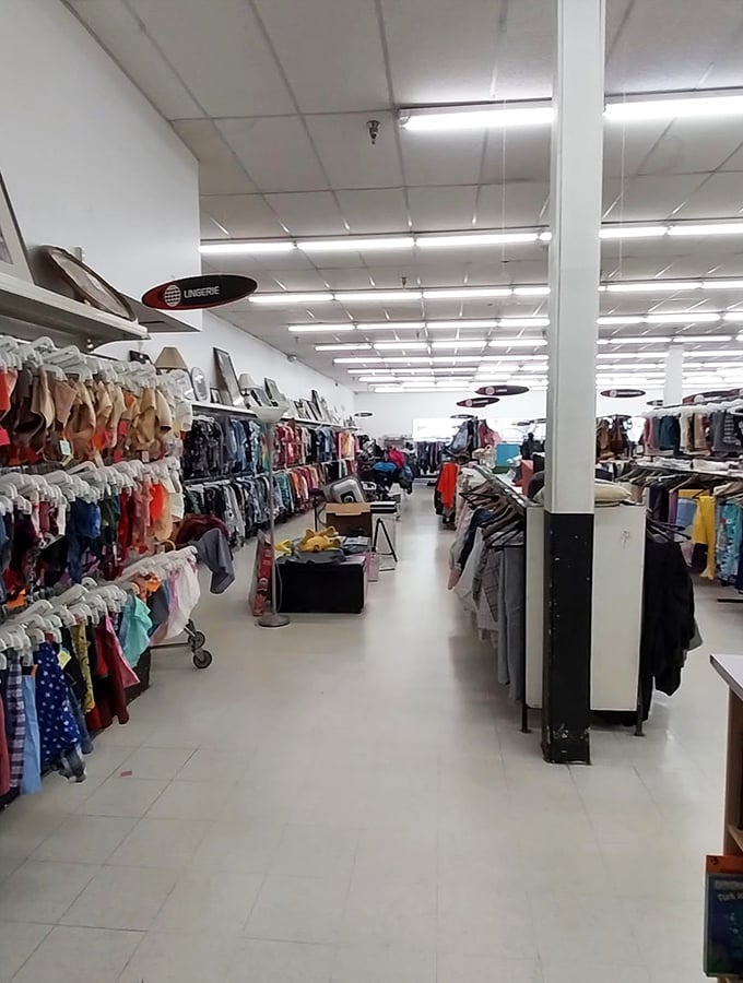 The lingerie section stretches into the distance&mdash;intimate apparel organized with a librarian's precision and a bargain hunter's dream pricing.