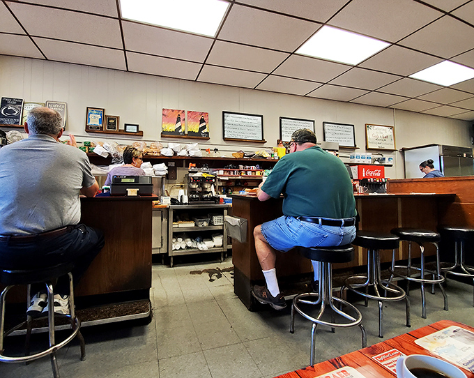 Where breakfast decisions are made and coffee refills flow freely. The counter stools have heard more town gossip than any therapist in Pennsylvania. 