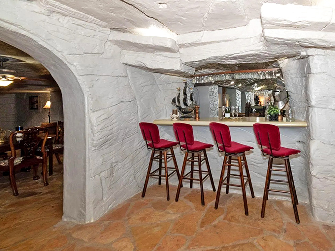 Pull up a red velvet stool and imagine knights sharing tales of adventure at this cave-like bar carved into the castle's stone heart.