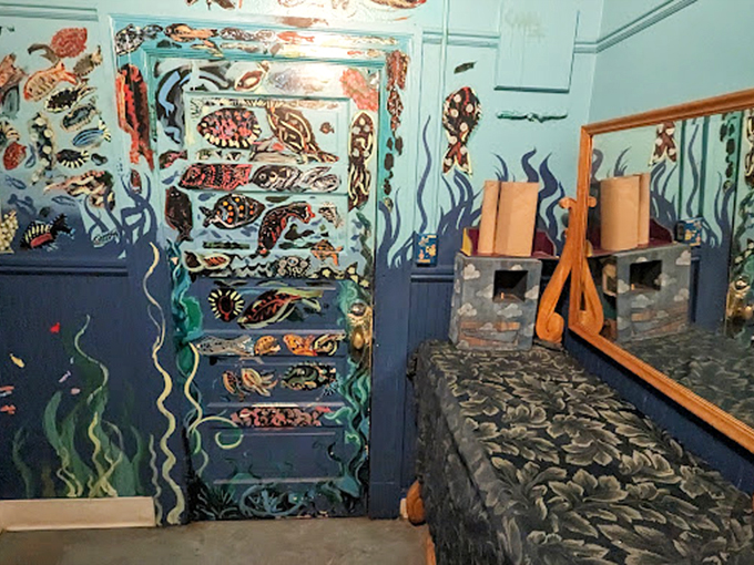 The underwater-themed bathroom defies explanation. Just know that you'll be telling stories about it for years to come.