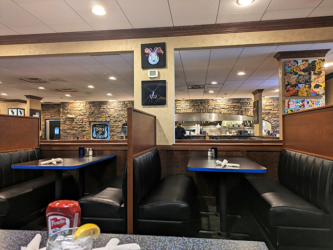 Comfort meets class in these leather booths&mdash;the ideal setting for turning Tuesday dinners into "remember when" stories.
