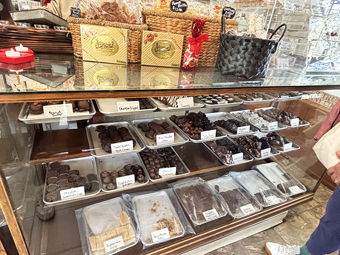 The chocolate equivalent of a jewelry counter, where every piece is hand-selected rather than mass-produced. No chocolate left behind in this delicious display.