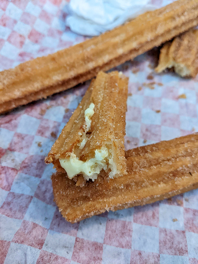 Churros that crunch, then yield, then vanish mysteriously before you've had time to offer anyone a bite.