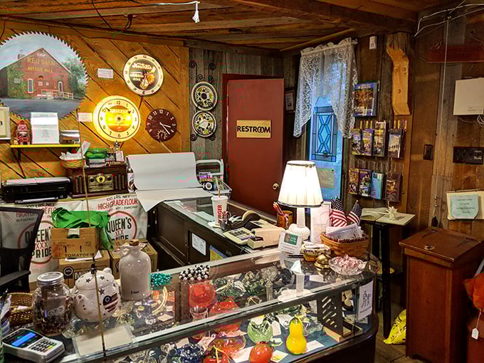 The checkout counter doubles as a display case&mdash;the last chance to add one more treasure before reality intrudes.