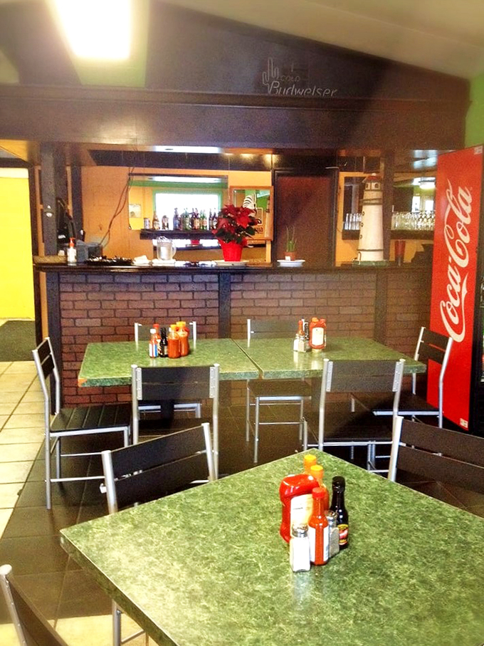 The humble counter setup might fool you, but those condiments are standing by for seafood that needs no fancy surroundings to impress.