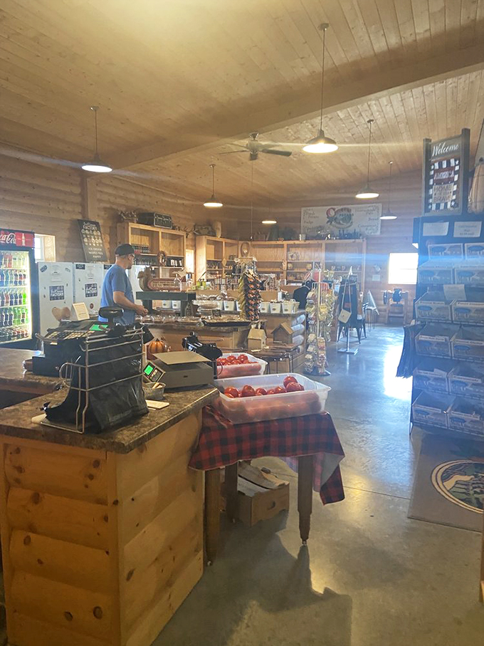 A bustling counter where commerce meets community. That red-checkered cloth isn't decorative&mdash;it's practically the Kansas state flag of hospitality.