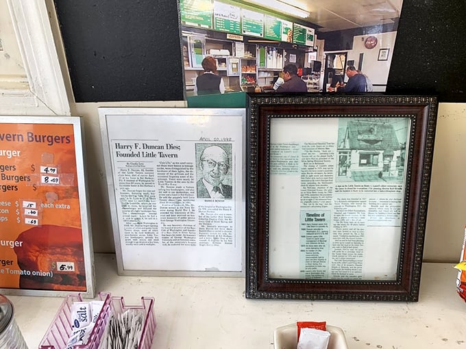History on display! These framed articles tell the story of a beloved local institution that's weathered changing times and tastes.