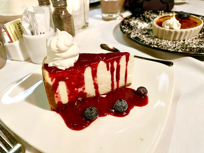 A cheesecake that doesn't just end the meal &ndash; it provides the grand finale. That berry sauce is writing love poems to your taste buds.