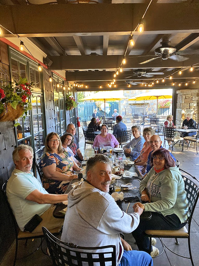 The covered patio&mdash;where string lights twinkle overhead and Winston-Salem stories are shared between bites of that famous meatloaf.