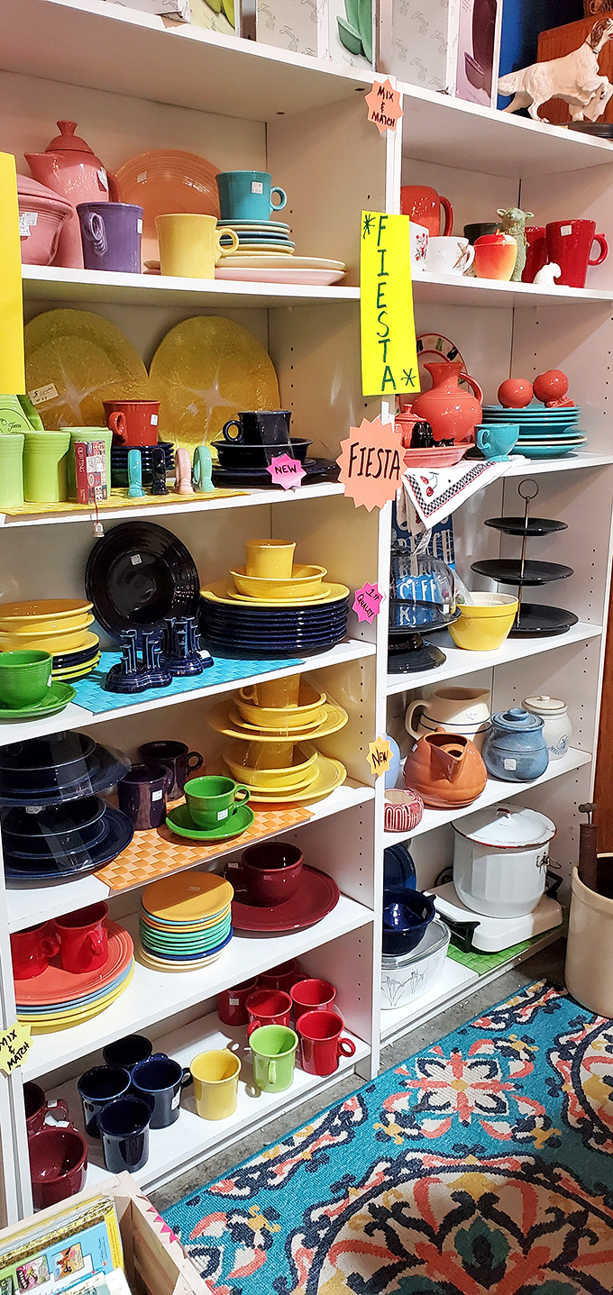 Fiesta ware fiesta! This rainbow explosion of vintage dinnerware proves your grandmother was cooler than today's influencers.