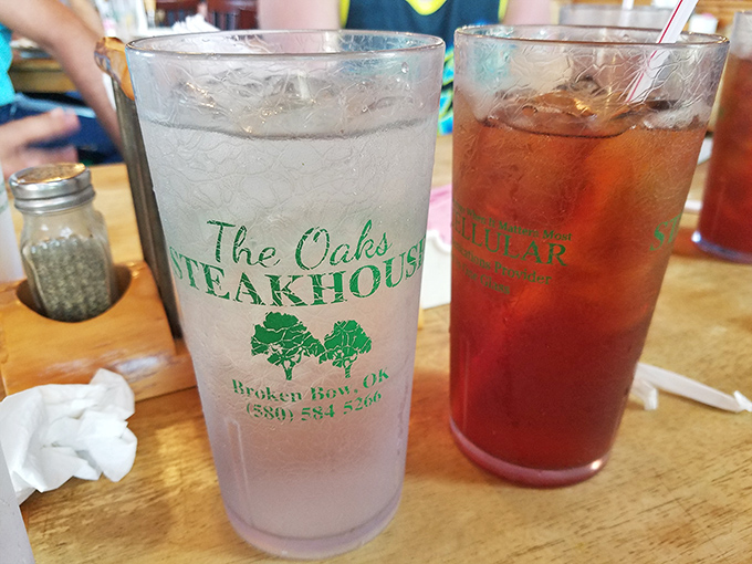 Those giant glasses of sweet tea and water aren't just beverages&mdash;they're survival tools for tackling serious portions. Oklahoma-sized thirst quenchers.