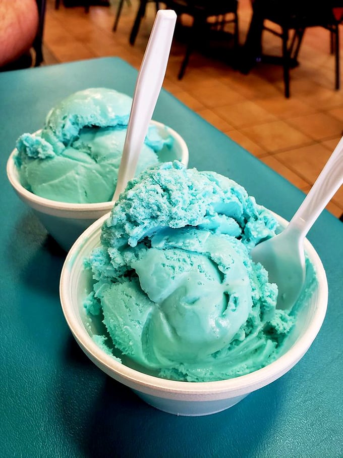 Blue ice cream that would make Cookie Monster weep tears of joy &ndash; the sweet finale to a savory adventure at Tasty Dawg.