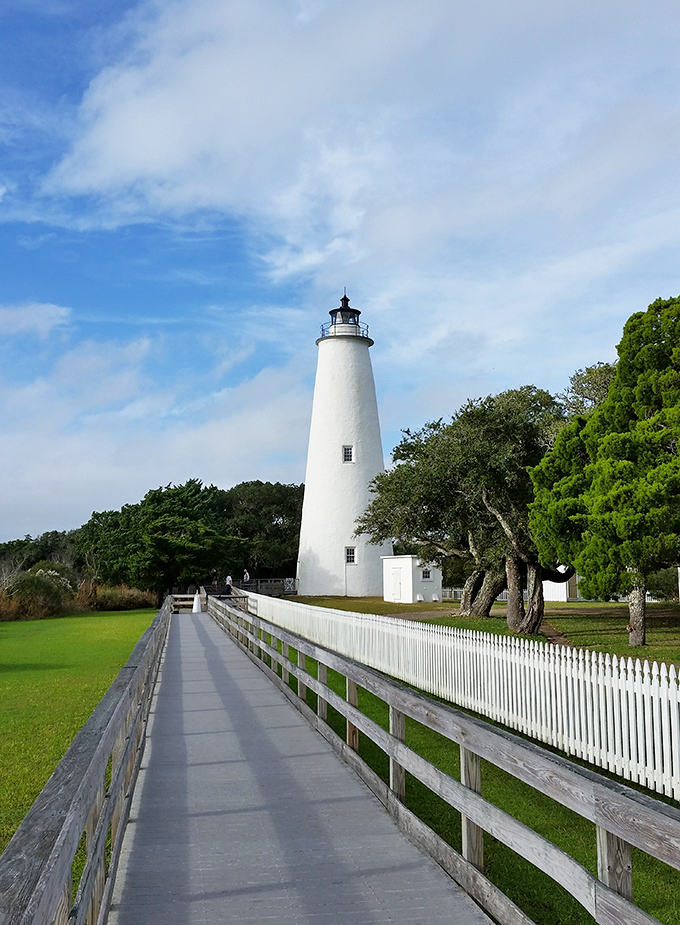 The Ocracoke Lighthouse stands like an exclamation point at the end of a sentence the island has been writing since 1823.