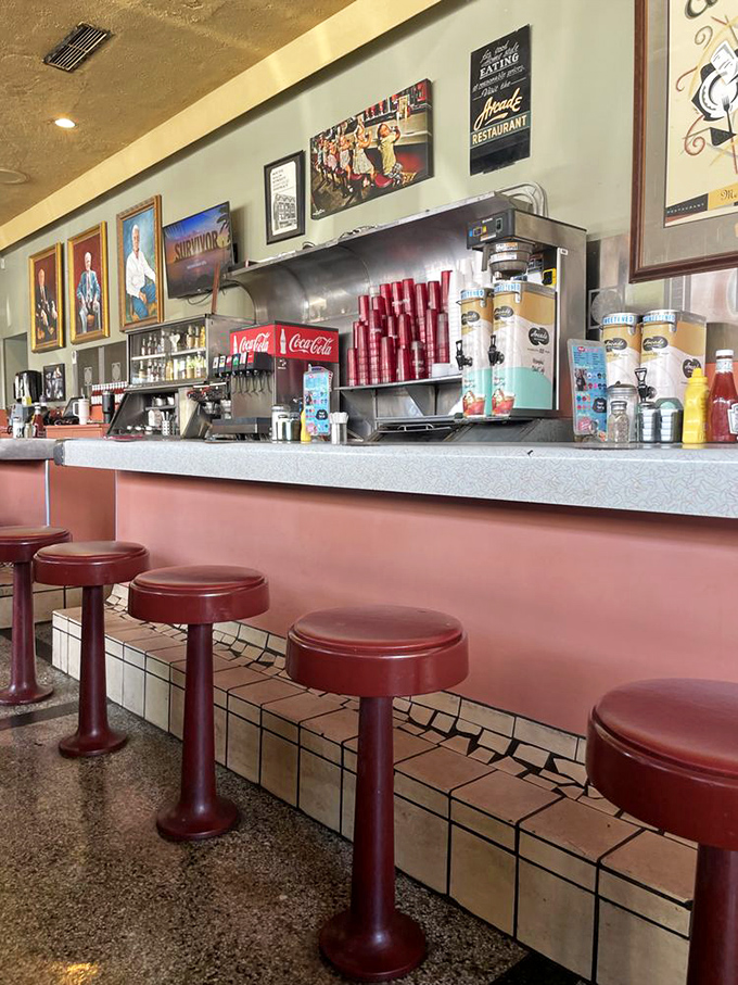 The counter where dreams and maple syrup flow freely. Those red stools have supported the backsides of Memphis legends for generations.