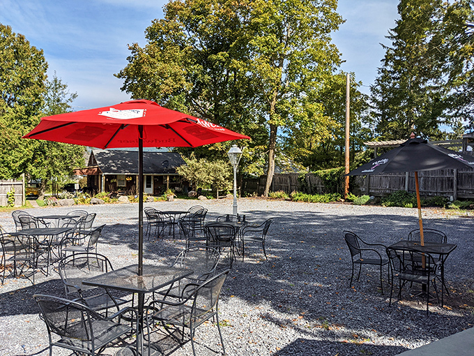 Summer in Pennsylvania means dining under umbrellas on gravel patios, where fresh air somehow makes everything taste even better.