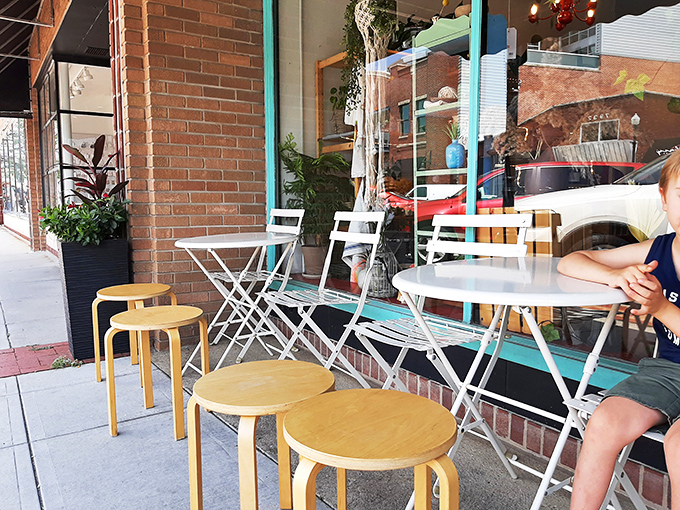 Sidewalk seating for those perfect Kansas days when the only thing better than pie is pie with fresh air and people-watching.