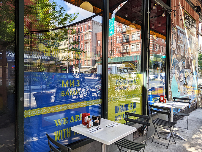 Sidewalk seating offers prime East Village people-watching with your meal&mdash;urban theater paired perfectly with Ukrainian soul food.